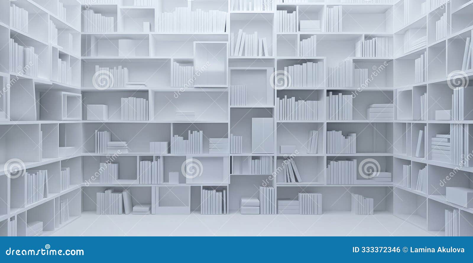 Endless White Shelves with Books - Minimalist Library Space for Modern ...