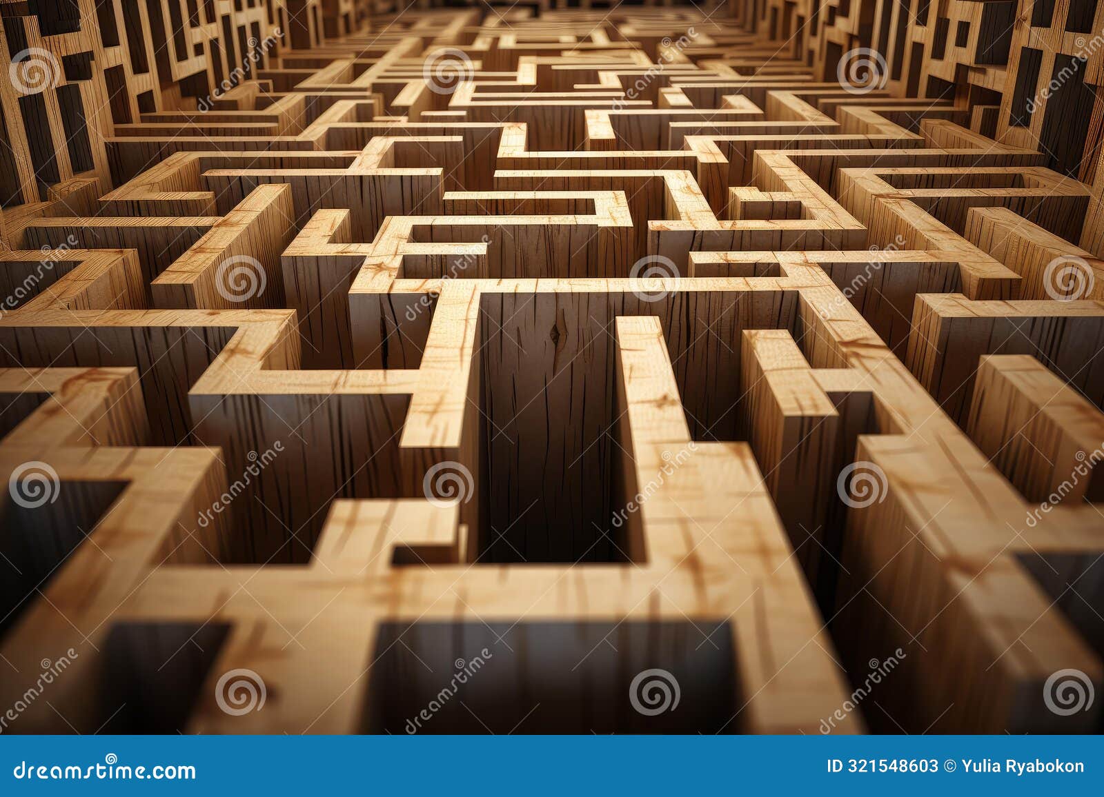 3d Render of a Complex Wooden Labyrinth with a Focus on the Paths Stock ...