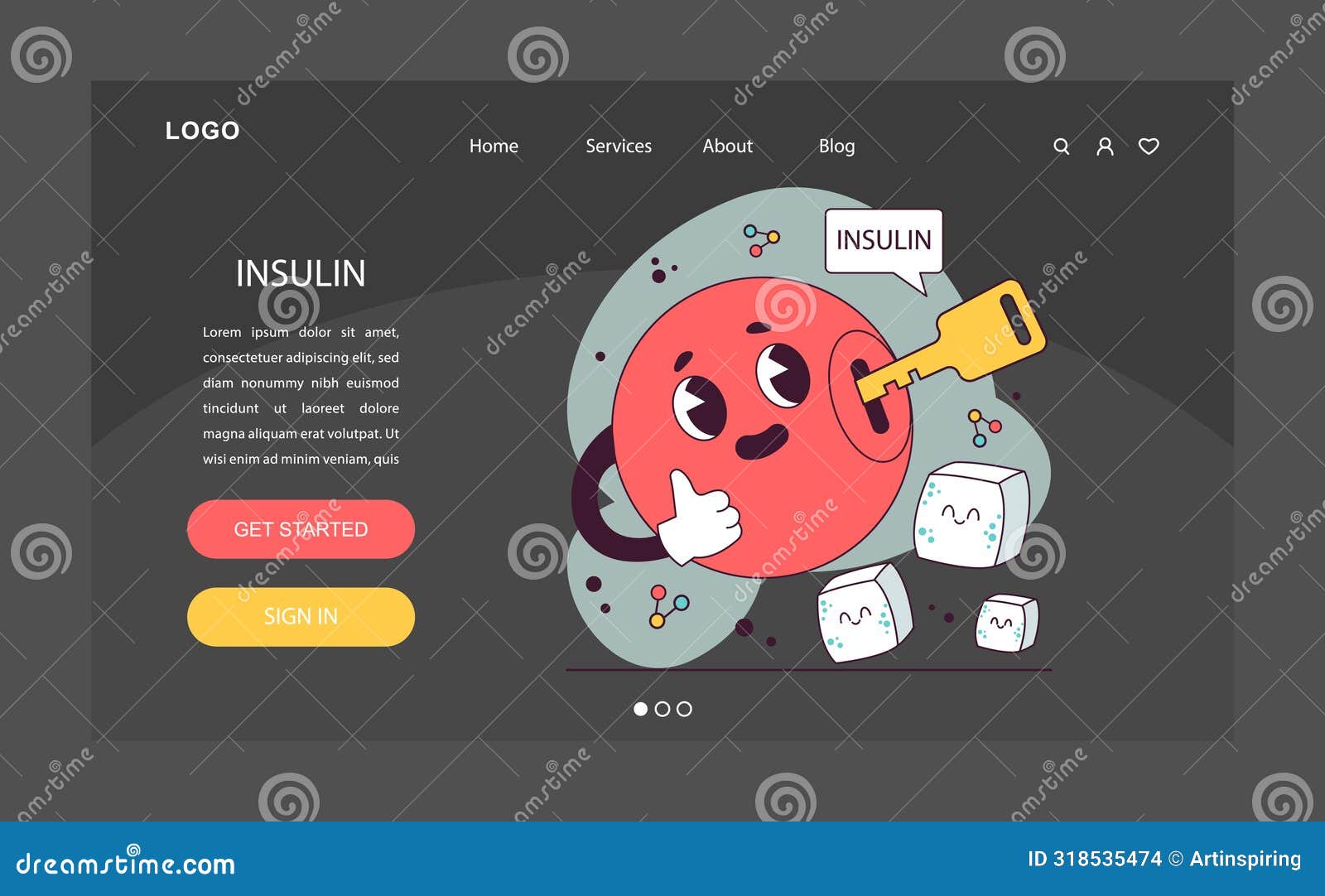 Endocrine System. Insulin Function. Pancreas Vector Illustration ...