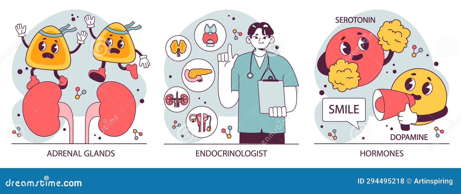 Endocrine System Organs and Disease Set. Human Glands Function Stock ...