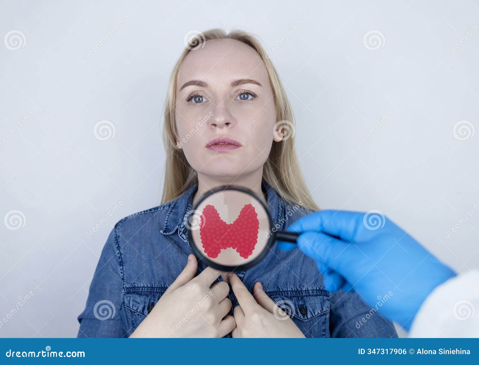 An Endocrinologist Examines An Enlarged Thyroid Gland In A Young Girl ...