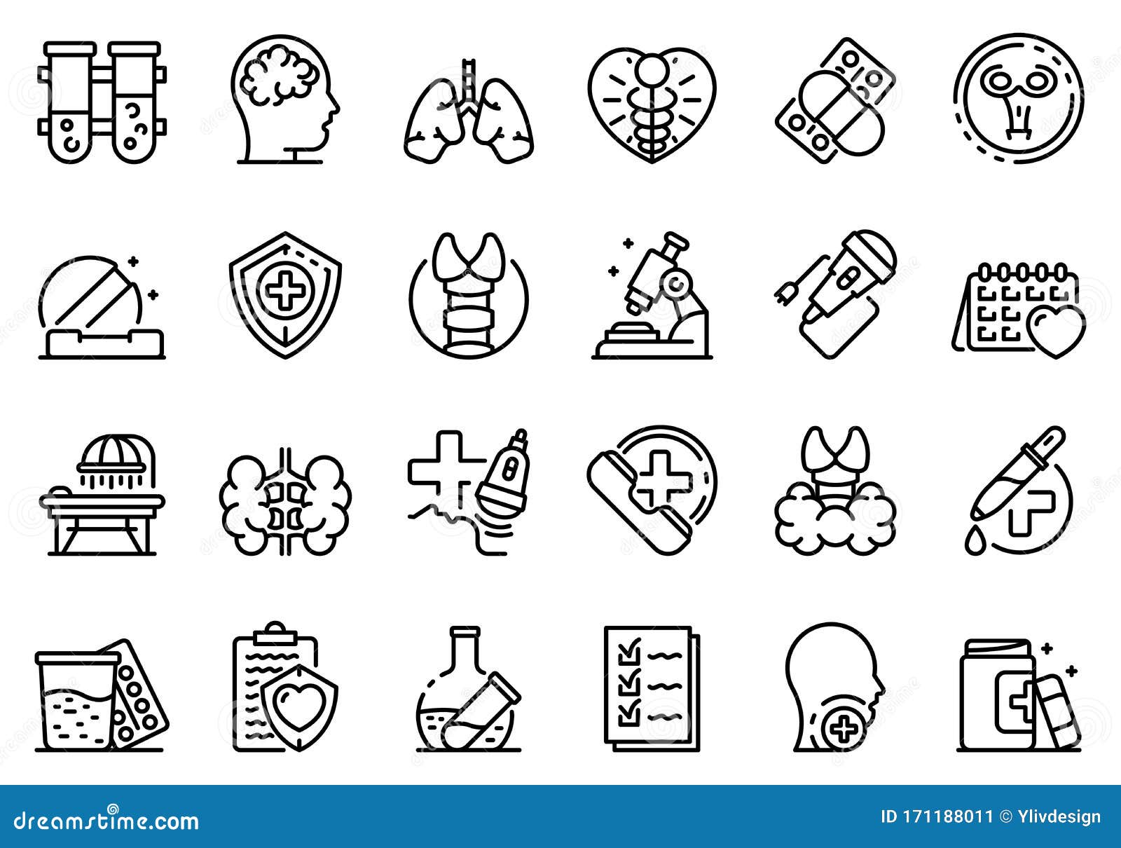 Endocrinologist Icons Set Outline Style Stock Vector Illustration Of