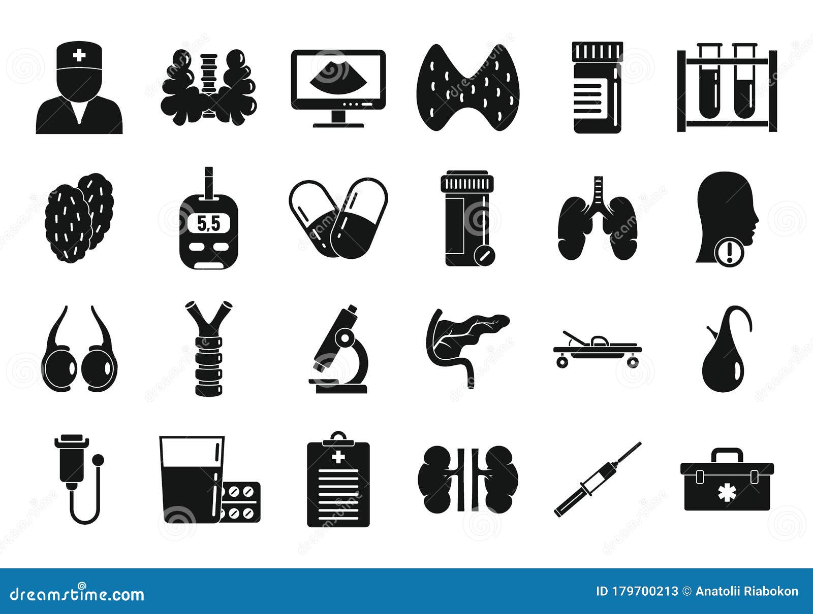 Endocrine System Set Icons Cartoon Vector 49248981