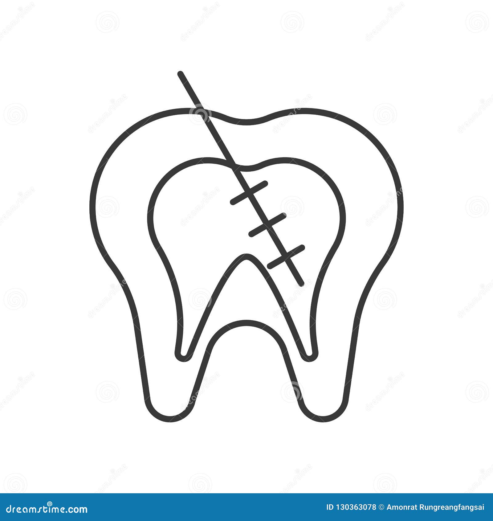Endodontic or Root Canal Treatment Outline Icon Stock Vector ...
