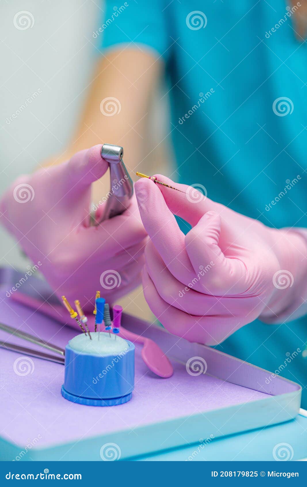 Endodontist with Glidden Drill, Root Canal Treatment Stock Image ...