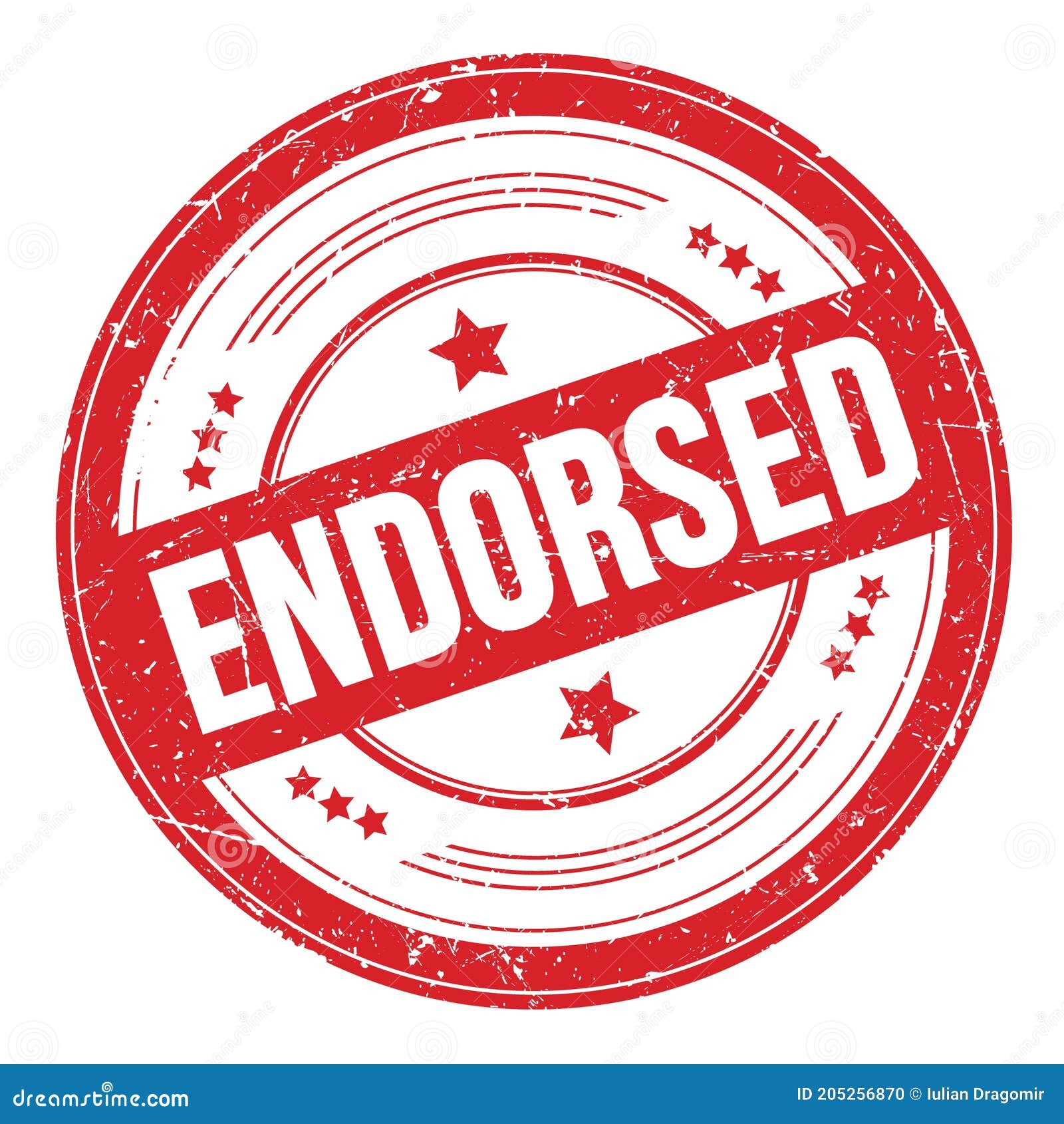 ENDORSED Text on Red Round Grungy Stamp Stock Illustration ...