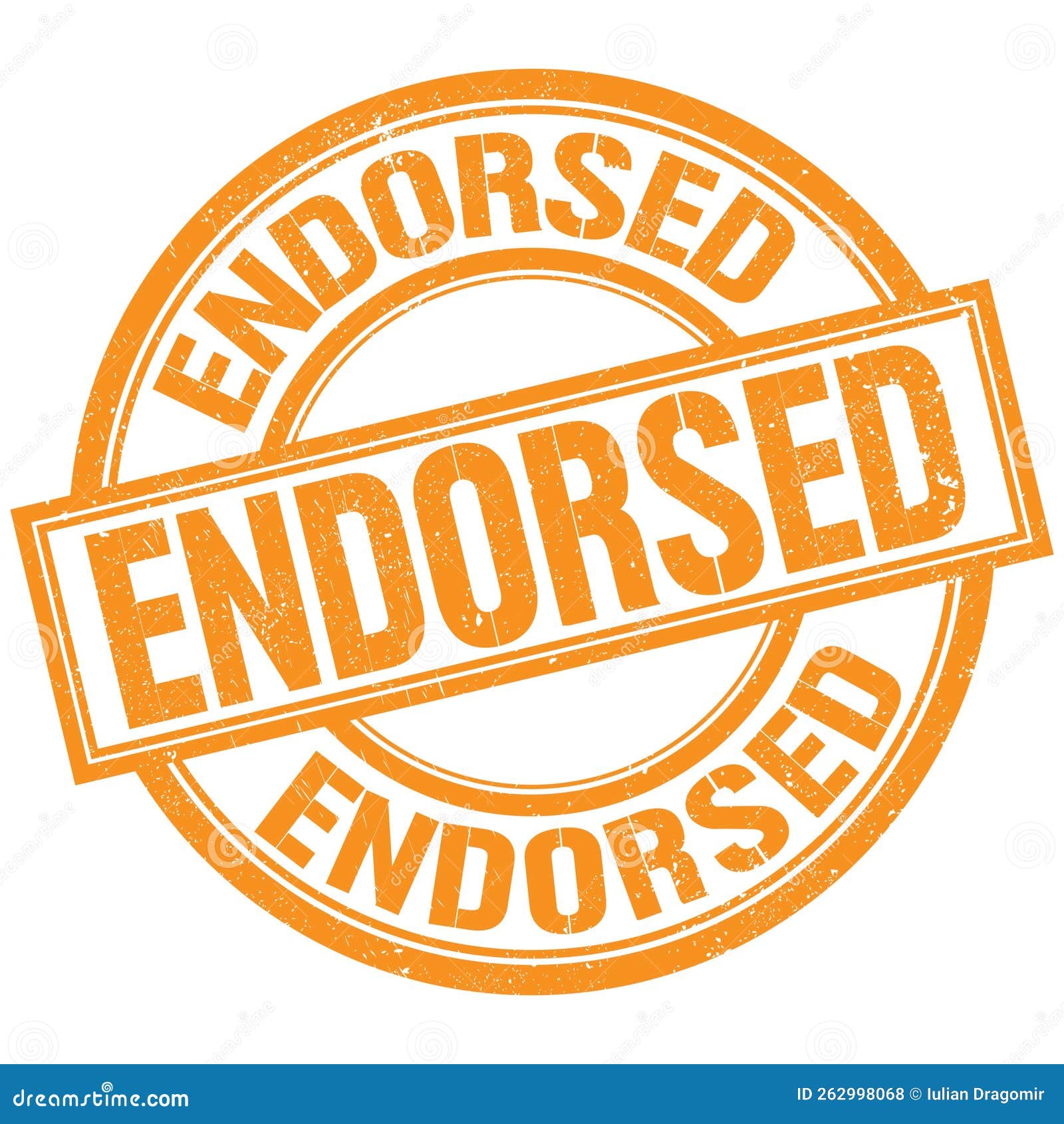 ENDORSED Written Word on Orange Stamp Sign Stock Illustration ...
