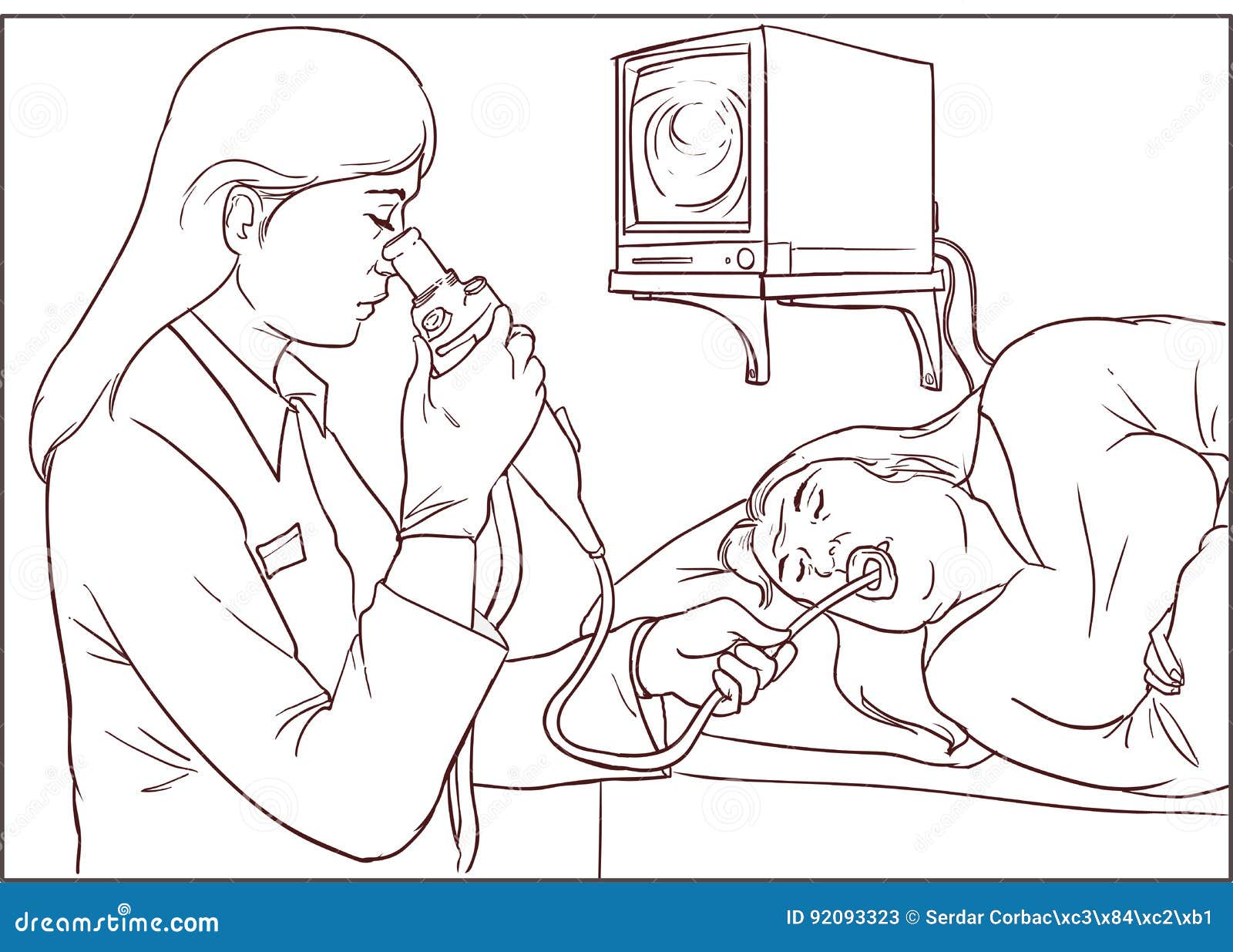 Endoscopic Equipment Isolated On Background Cartoon Vector ...