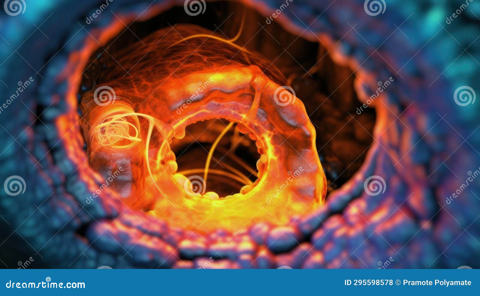 An Endoscopic View Of The Colon With Marked Areas Of Interest For ...