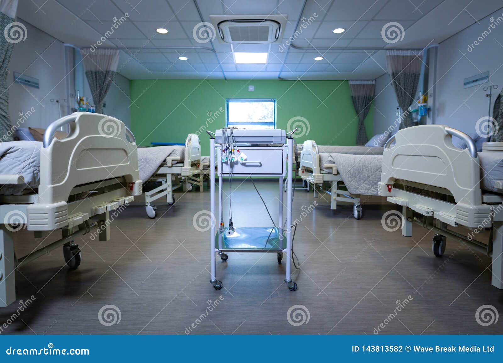 Endoscopy Cart Machine with Empty Beds in Row at Hospital Ward Stock ...