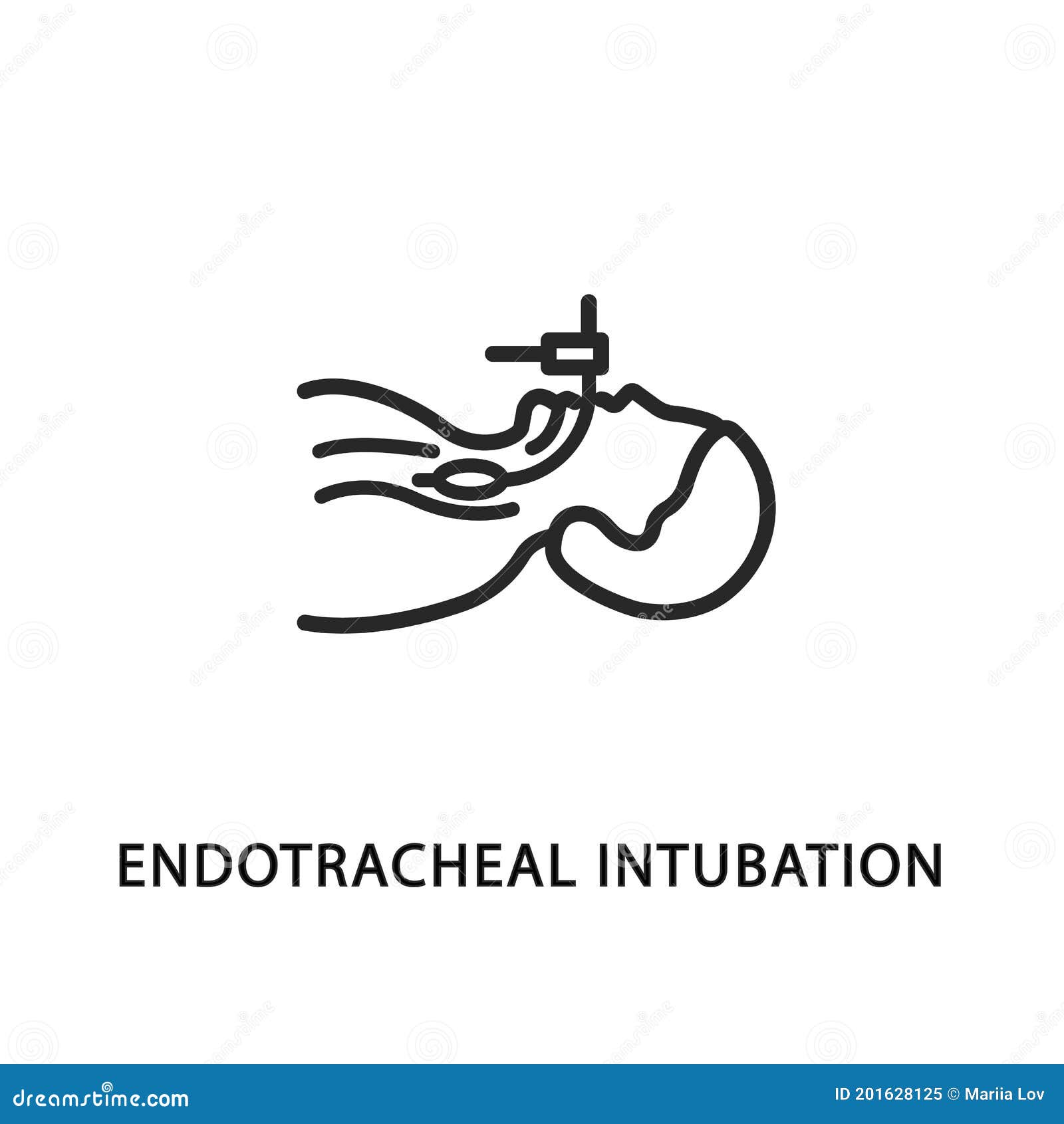 Endotracheal Intubation Flat Line Icon. Artificial Lung Ventilation ...