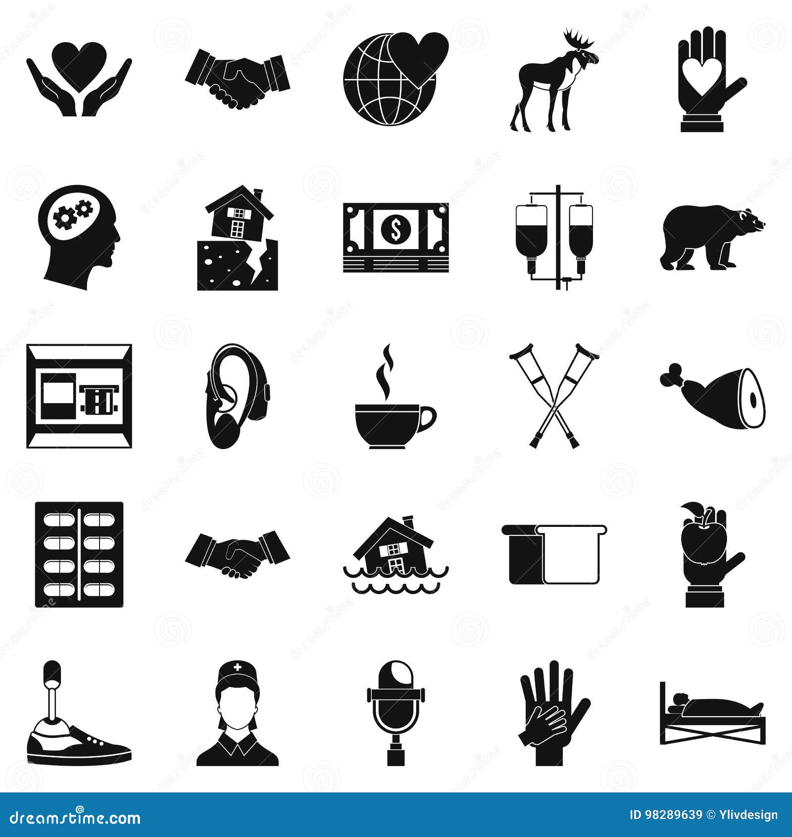 Endowment Icons Set, Simple Style Stock Vector - Illustration of ...