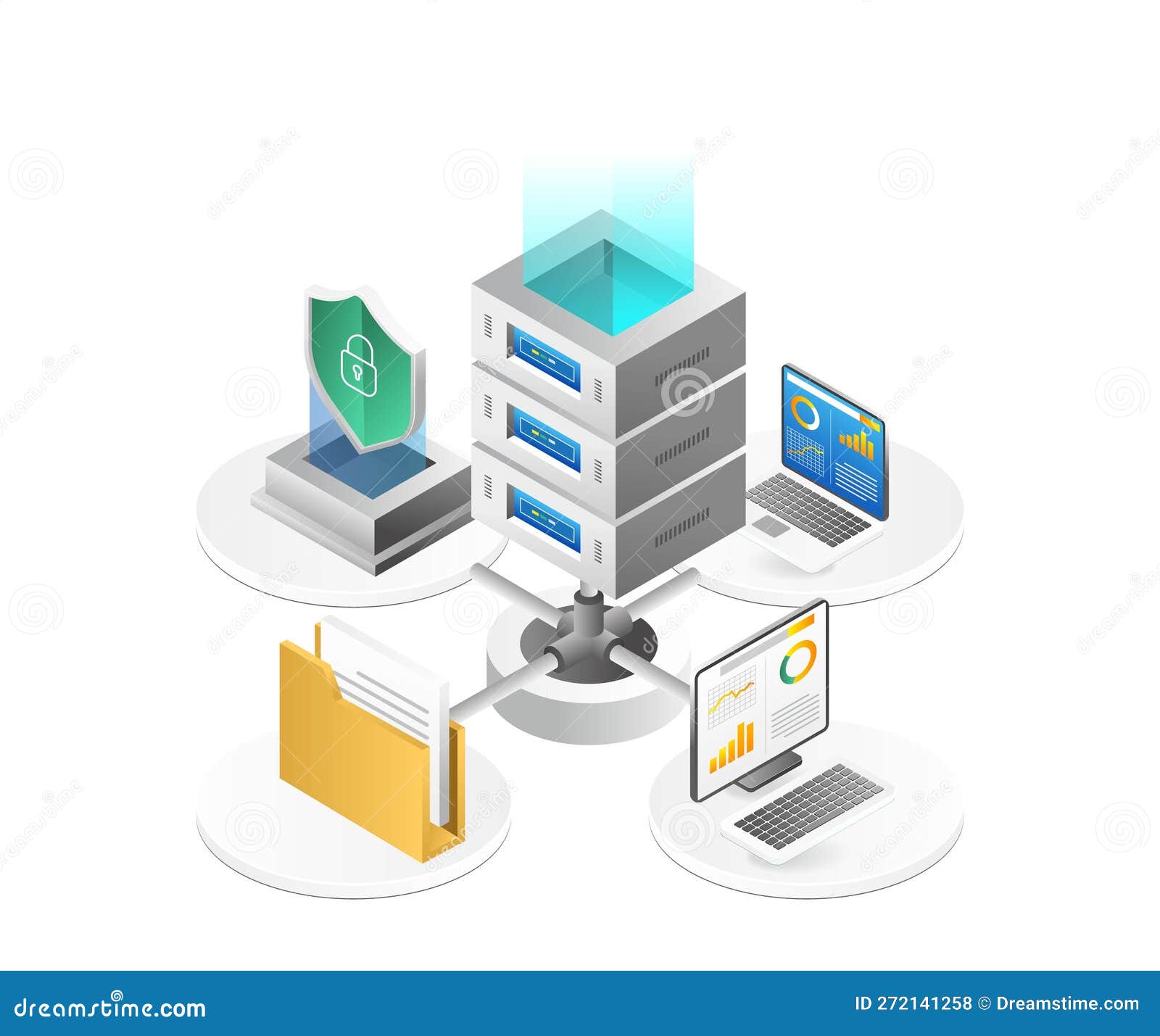 Endpoint Security Server Network Isometric Flat 3d Illustration Concept ...
