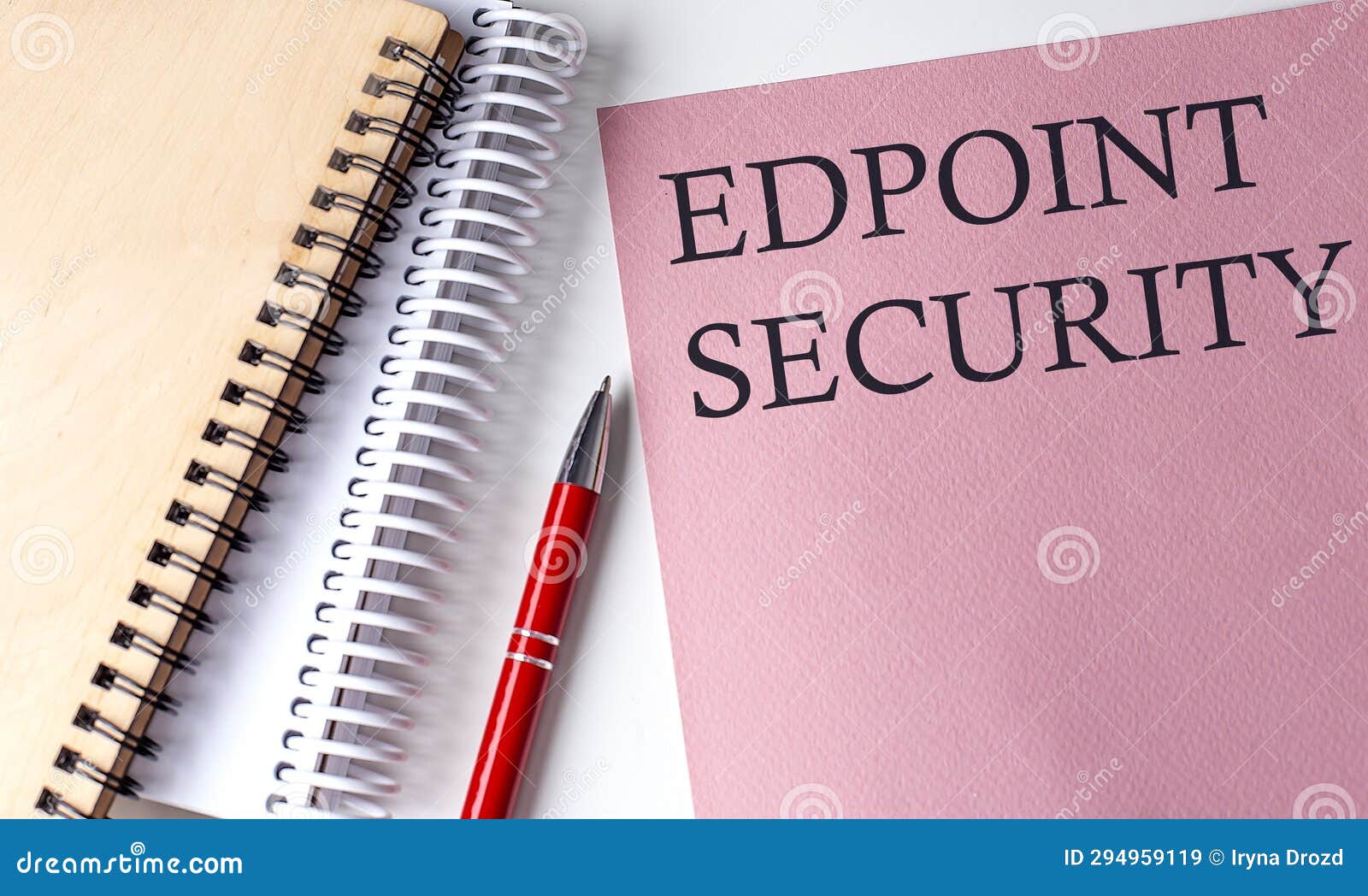 ENDPOINT SECURITY Word on the Pink Paper with Office Tools on White ...