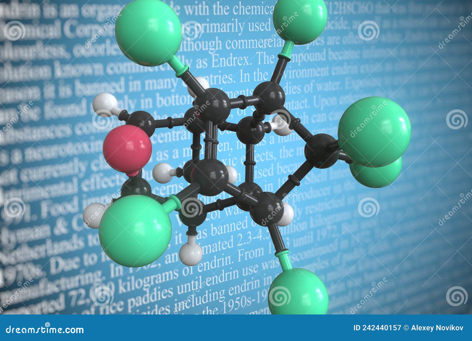 Endrin Scientific Molecular Model, 3D Rendering Stock Illustration ...
