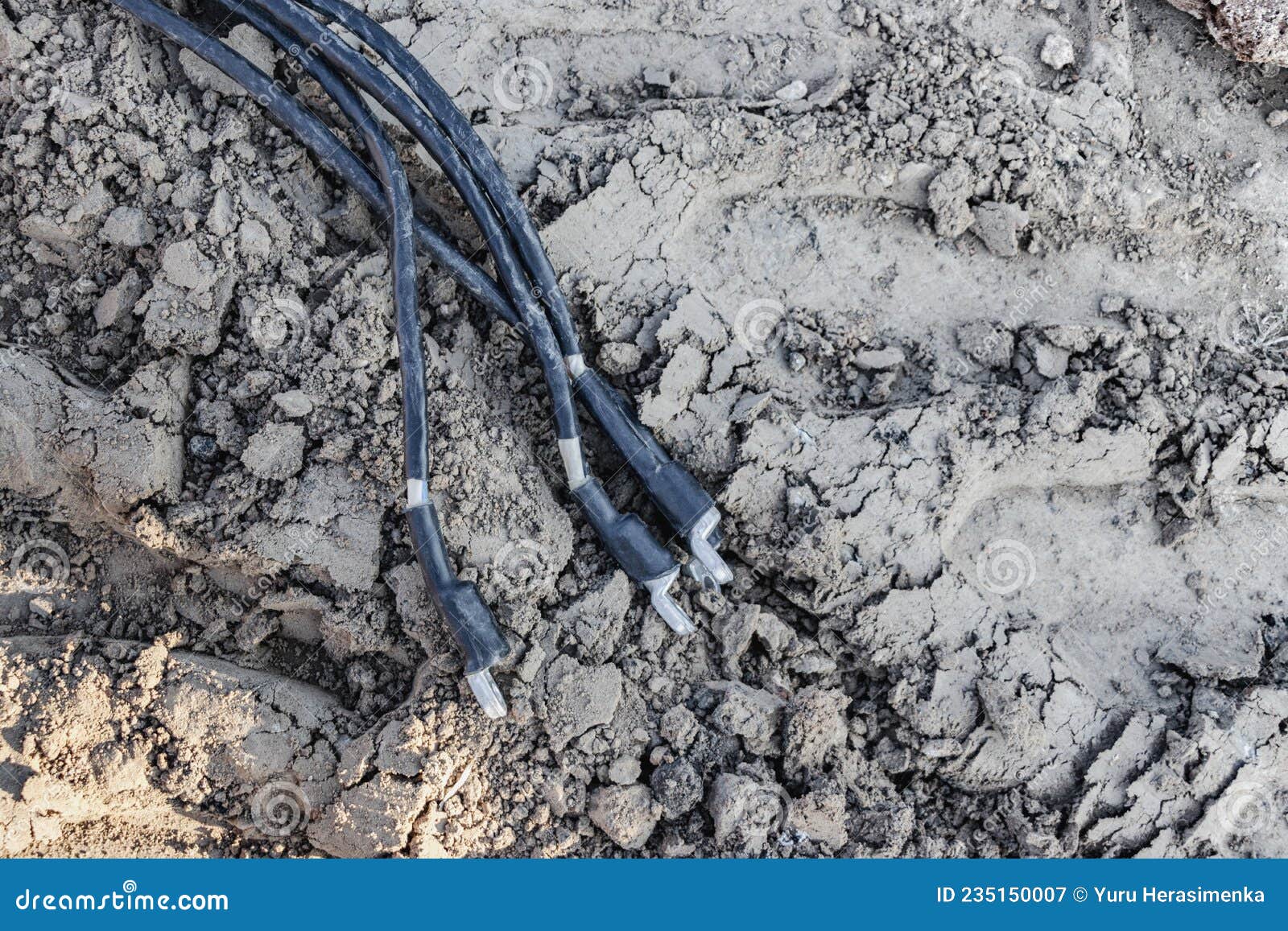 The Ends of the Electrical Cable in the Trench. Electrical Cable ...