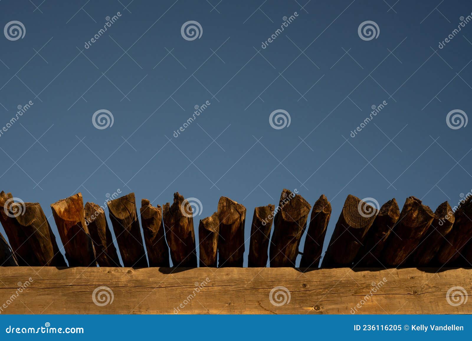 Ends of Log Roof with Blue Sky Stock Image - Image of building ...