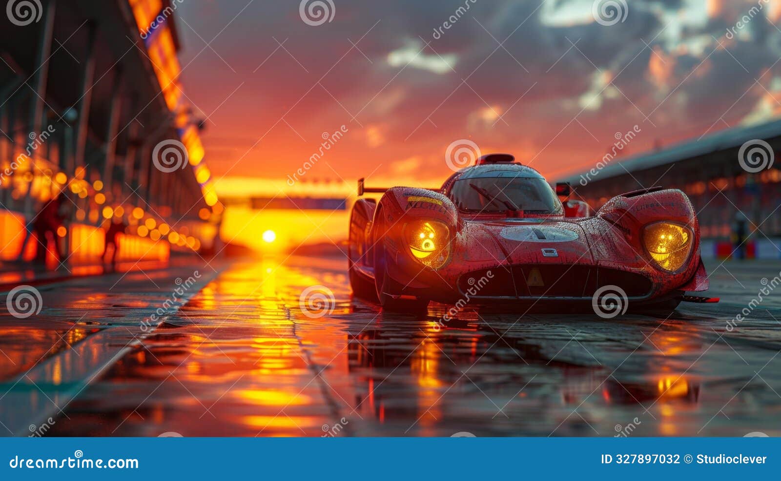 Endurance Racing Car at Sunset - Generative Ai Stock Illustration ...