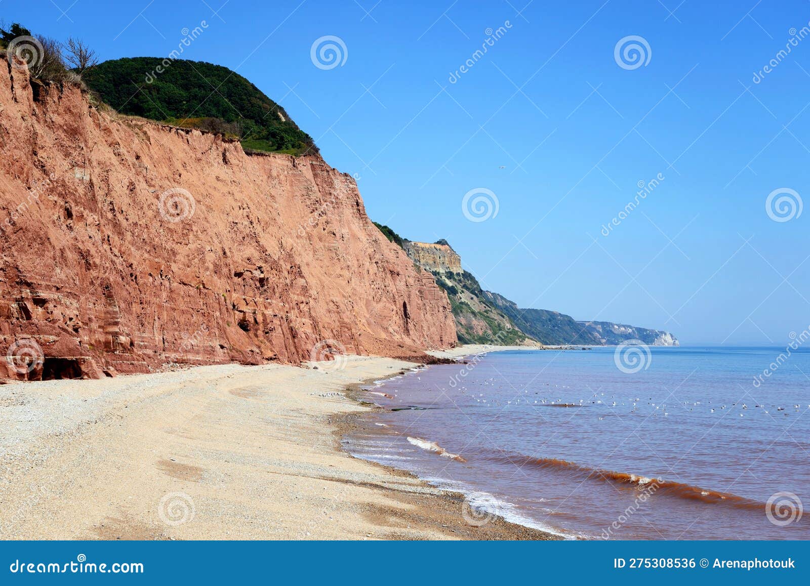 Pennington Point Beach and Cliffs, Sidmouth, UK. Stock Photo - Image of ...