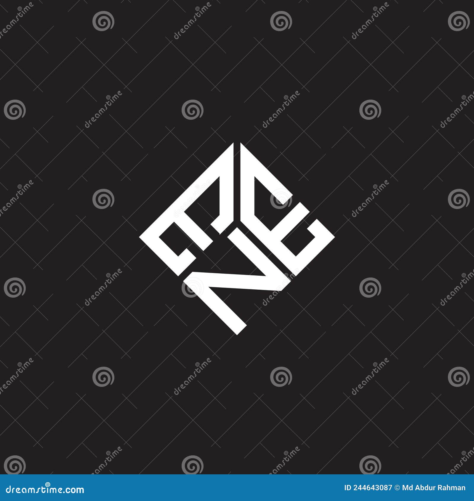ENE Letter Logo Design on Black Background. ENE Creative Initials ...