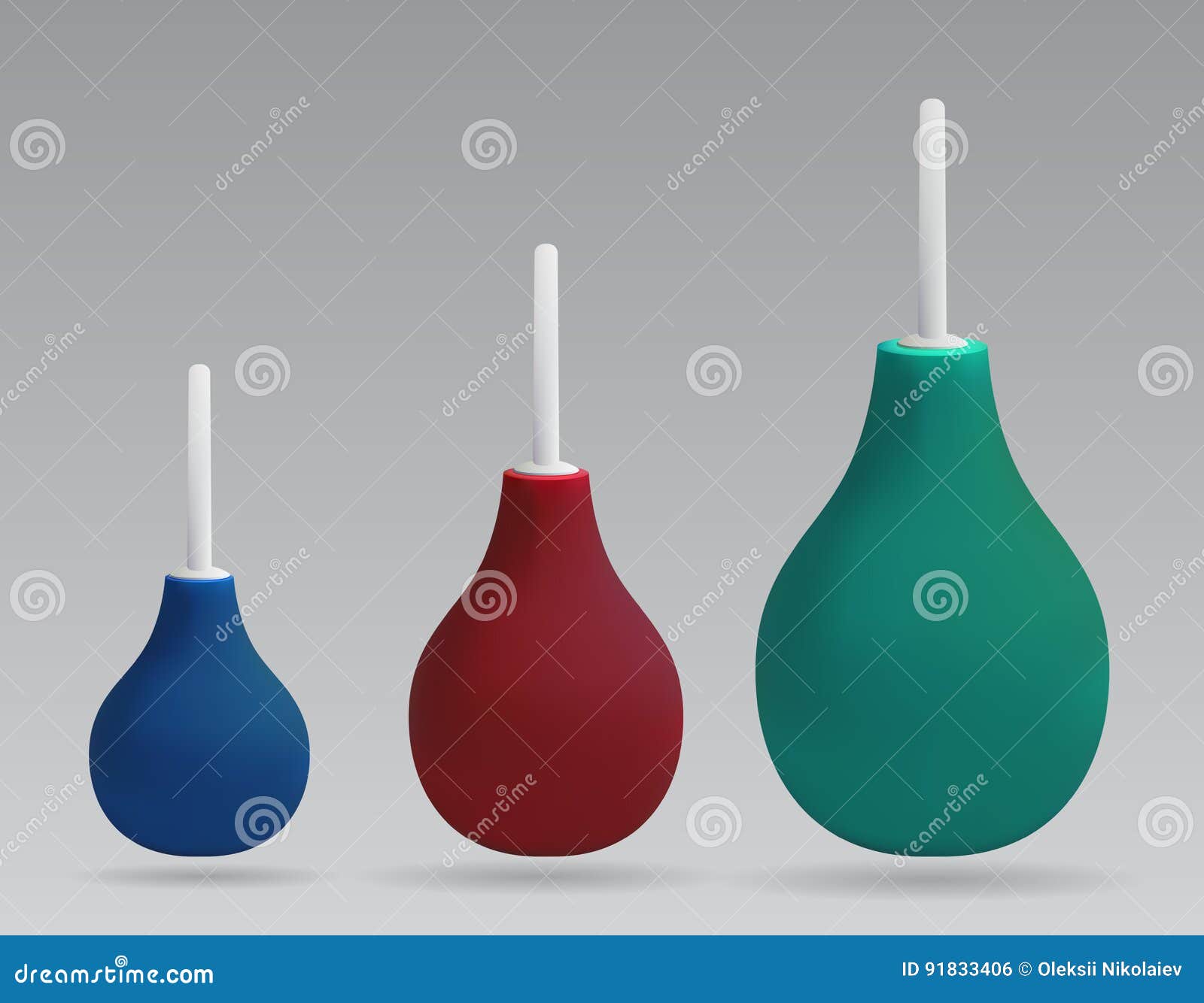 Enema. Set Of Enemas Of Different Size And Color. Rubber Pear And ...