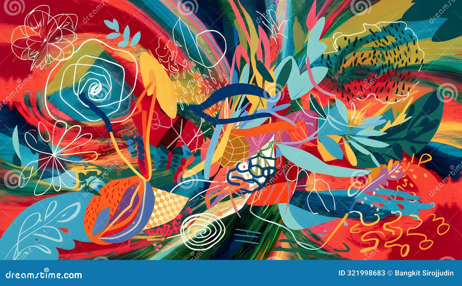 Energetic Abstract Background with Doodles and Patterns Stock ...