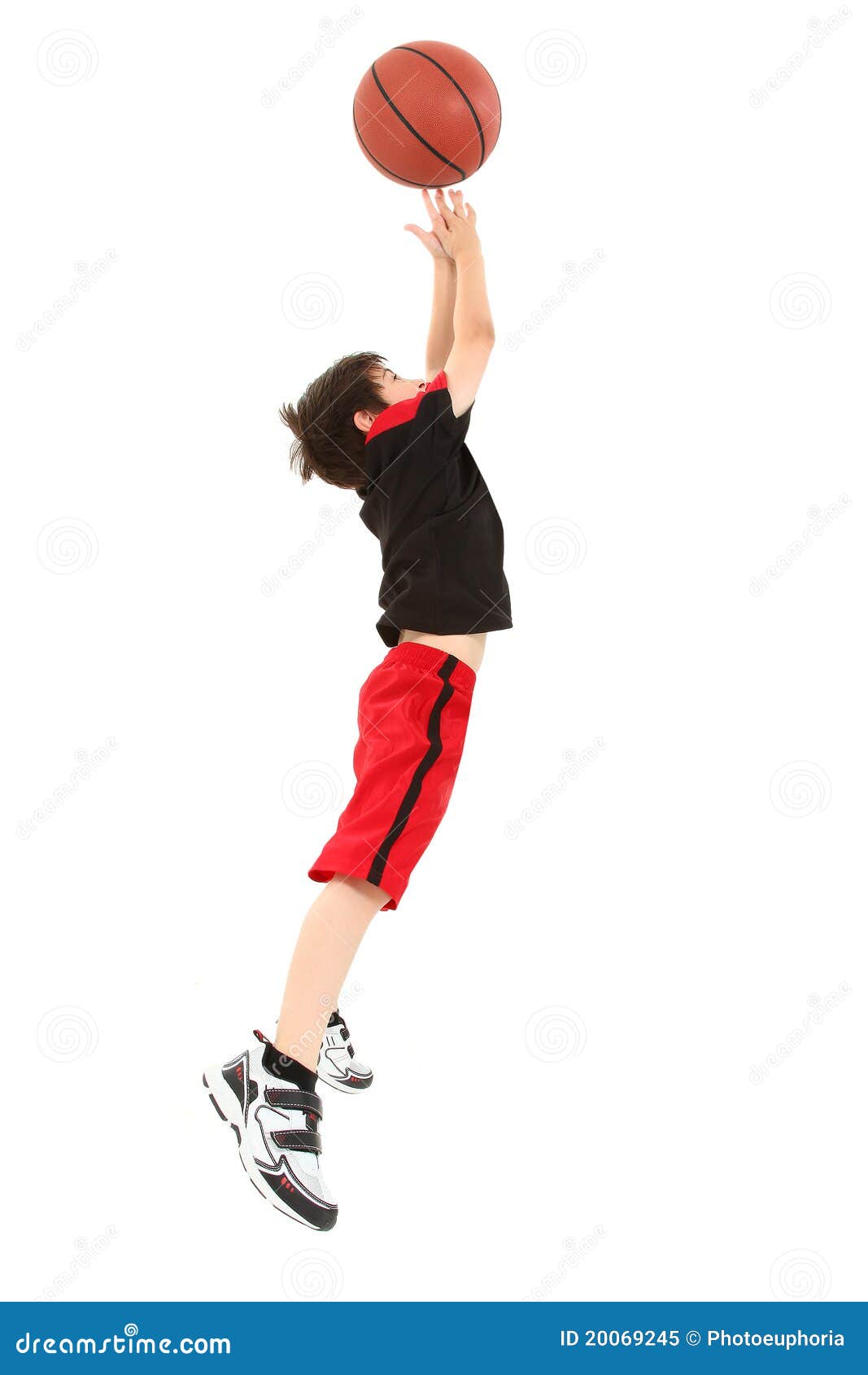 Energetic Boy Child Jumping with Basketball Stock Image - Image of play ...
