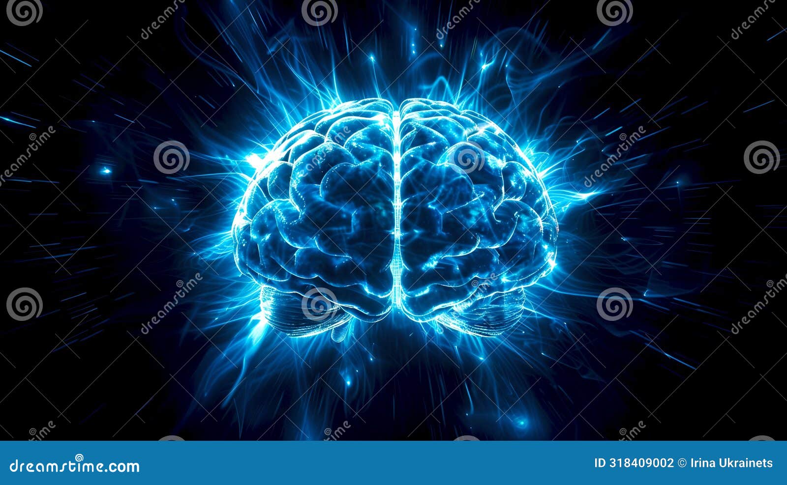 Energetic Brain Electricity Concept. Neural Network and Artificial ...