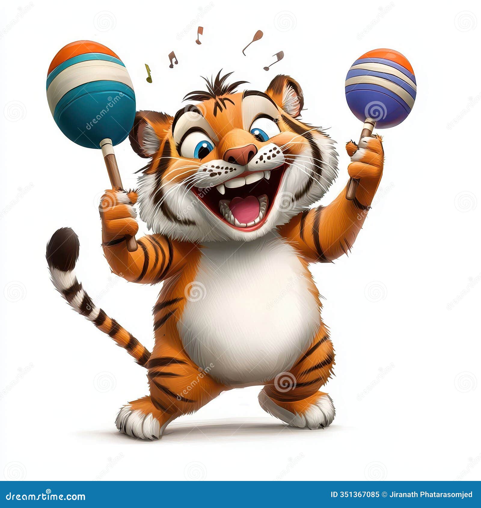 Energetic Cartoon Girl With Ponytails In Orange Sports Outfit Leaping ...