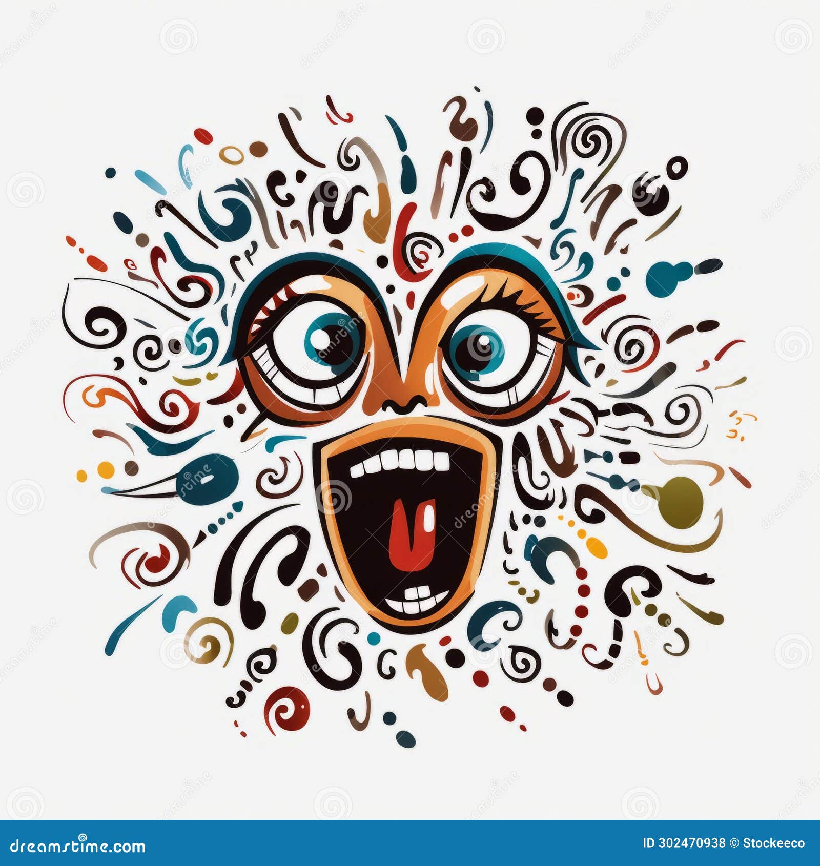 Energetic and Chaotic Vector Art of Expression with Ceramics Doodle ...