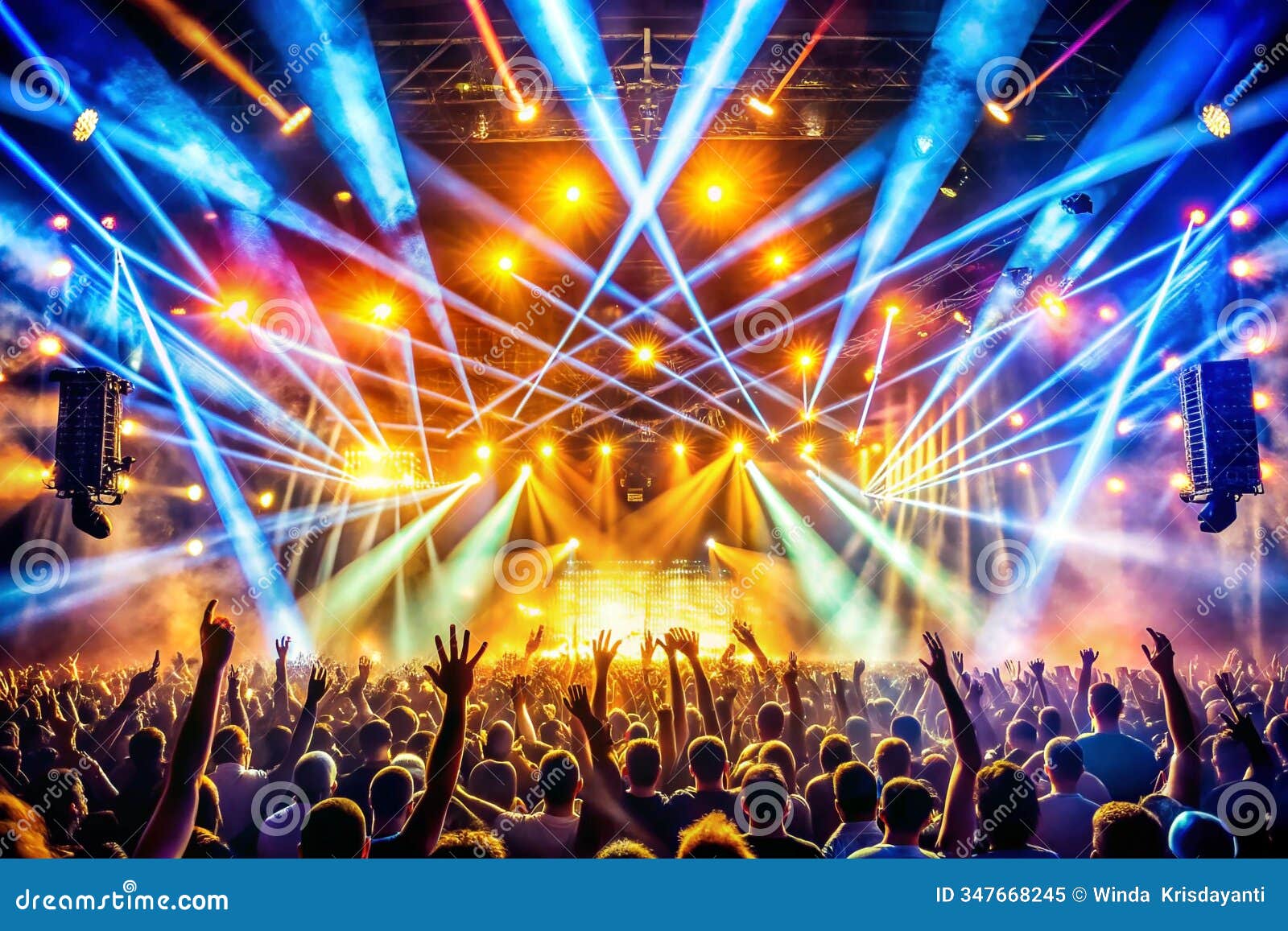 Energetic Concert Crowd Enjoying Vibrant Stage Lighting Stock ...