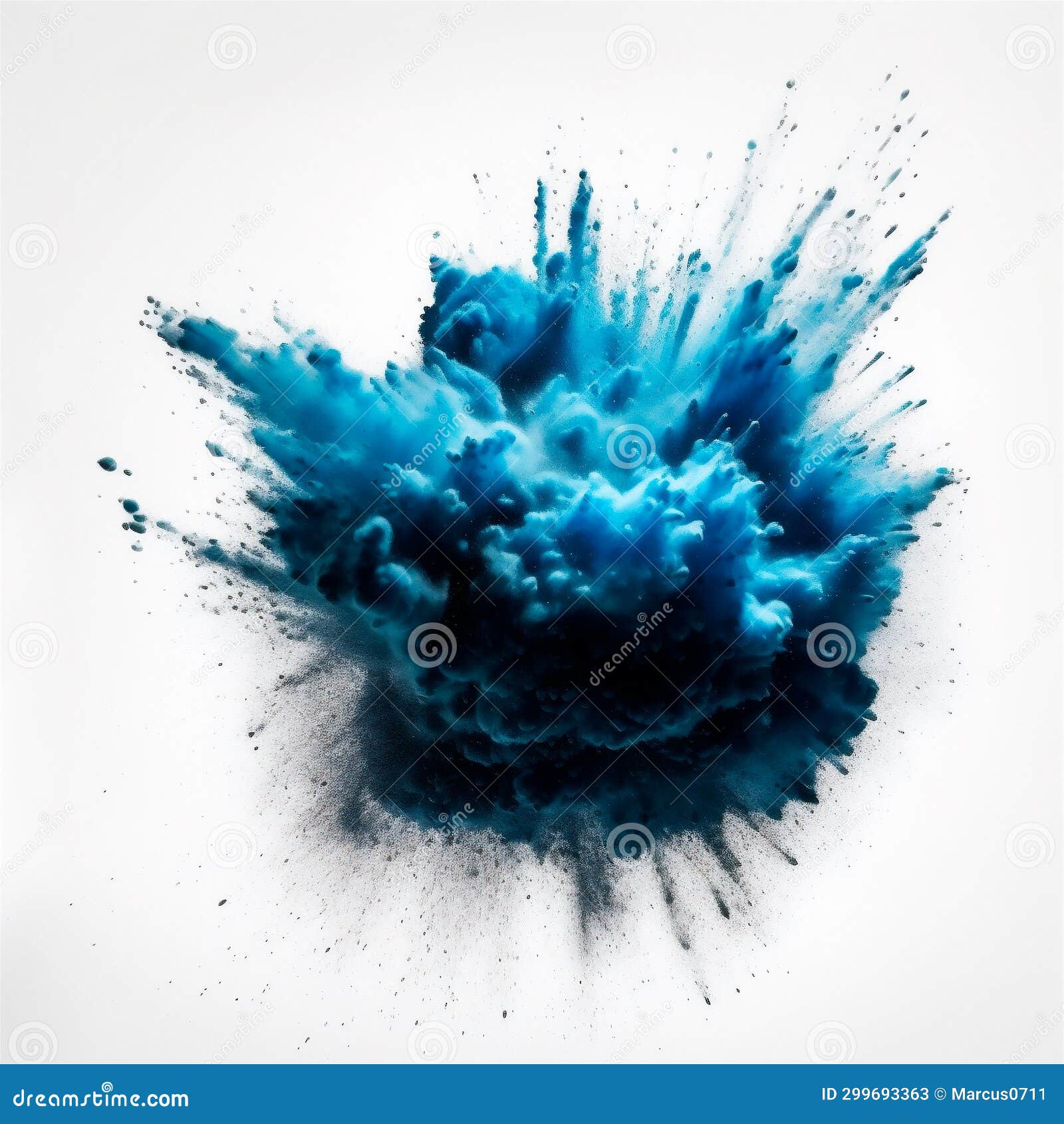 Blue Dust Explosion on White Background Stock Image - Image of movement ...