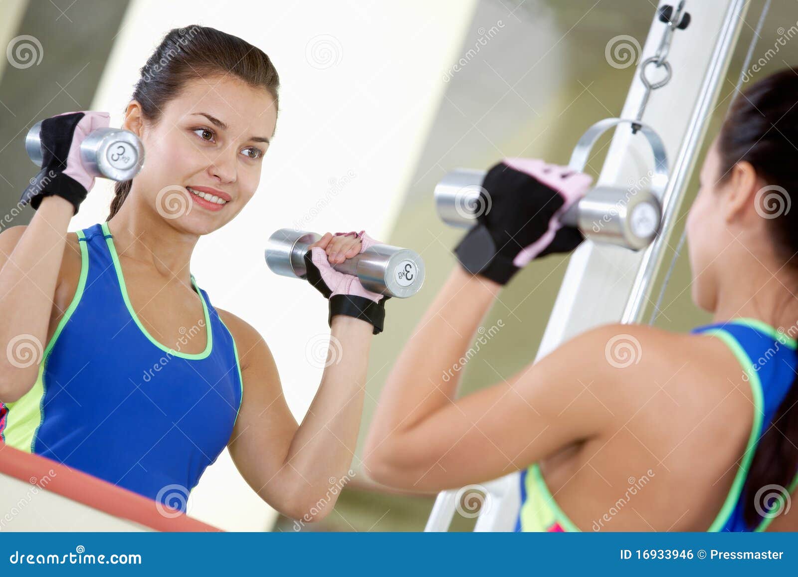 Energetic exercise stock photo. Image of dumbbells, female - 16933946