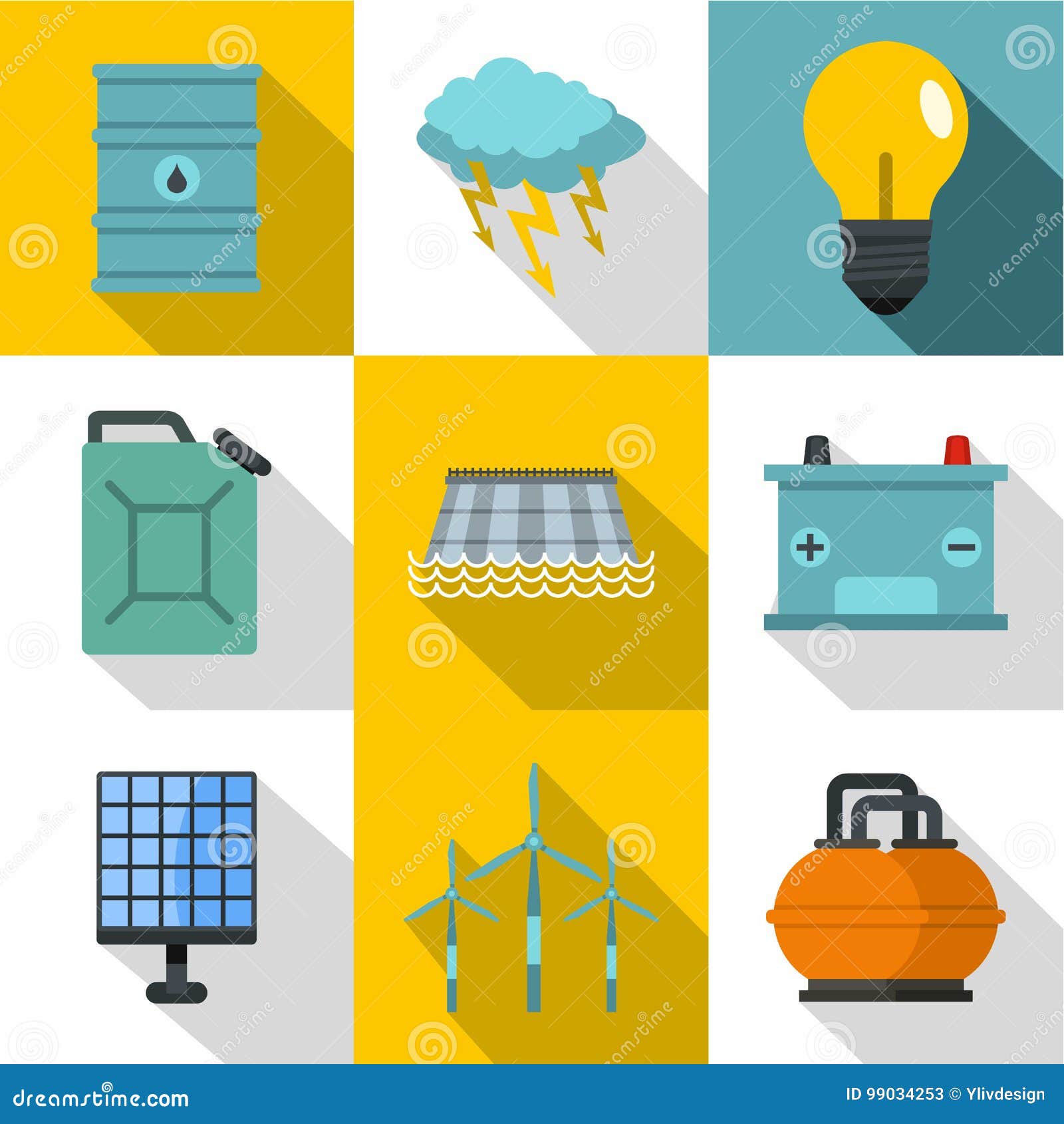 Energetic Icon Set, Flat Style Stock Vector - Illustration of coal ...