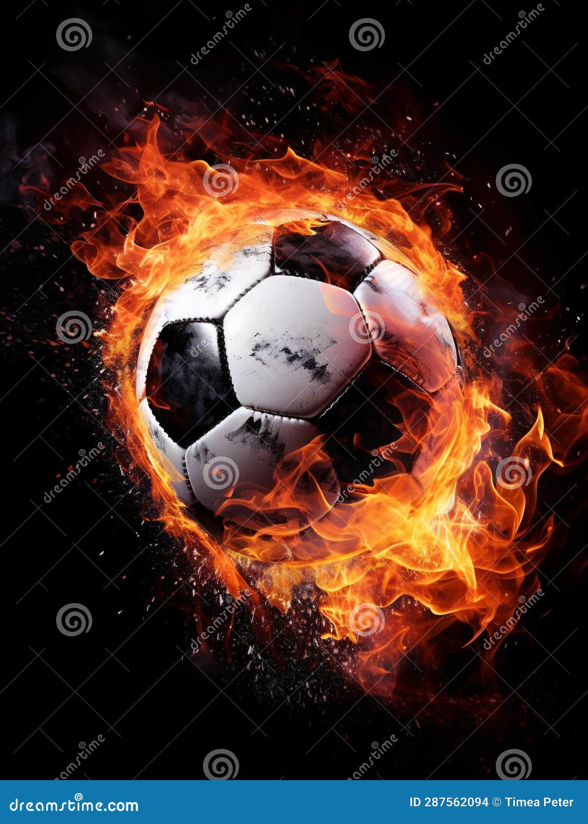 Energetic Image of a Football on Fire Flying Stock Illustration ...