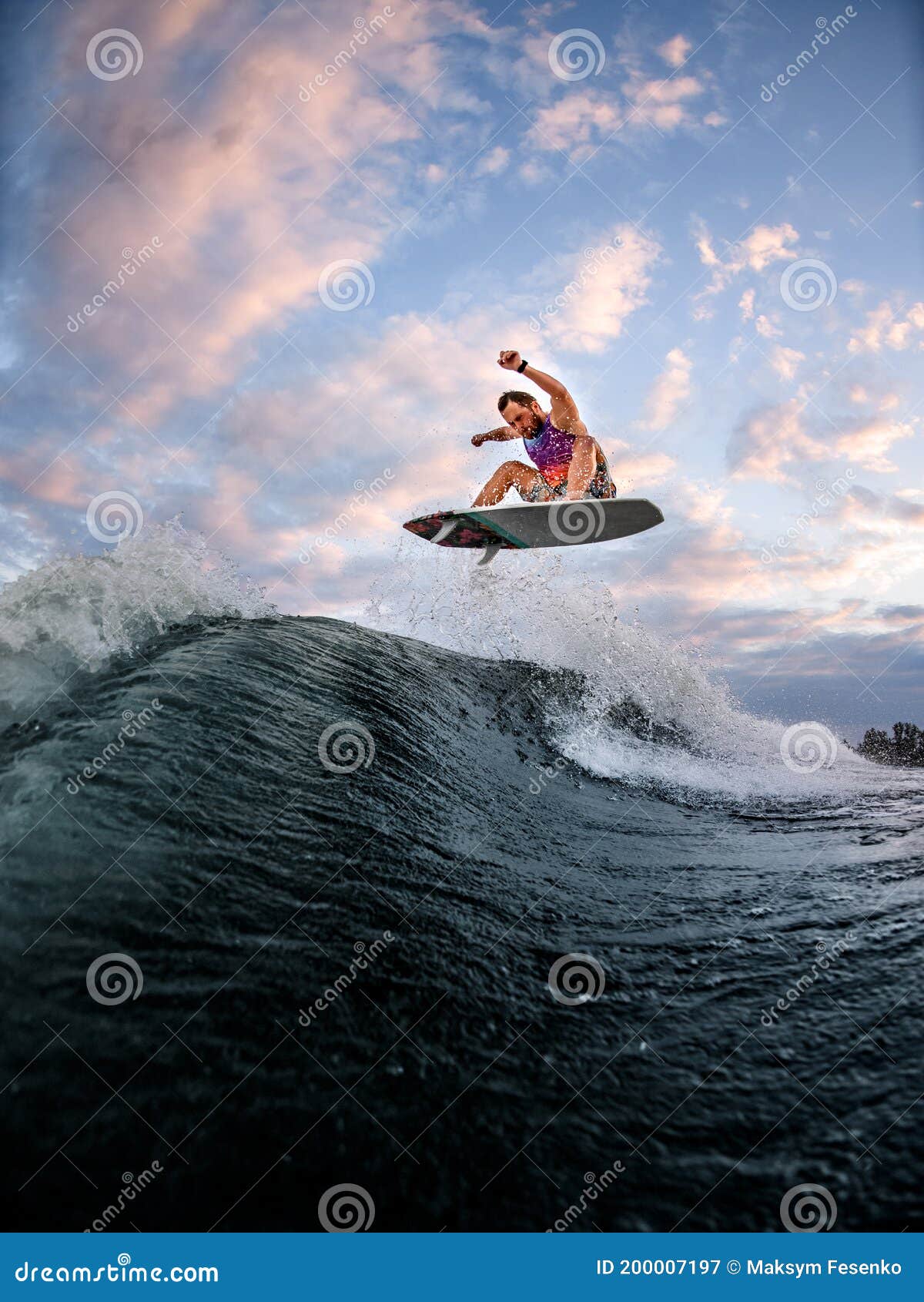 Energetic Man Engaged In Extreme Water Sports On The Surf Style