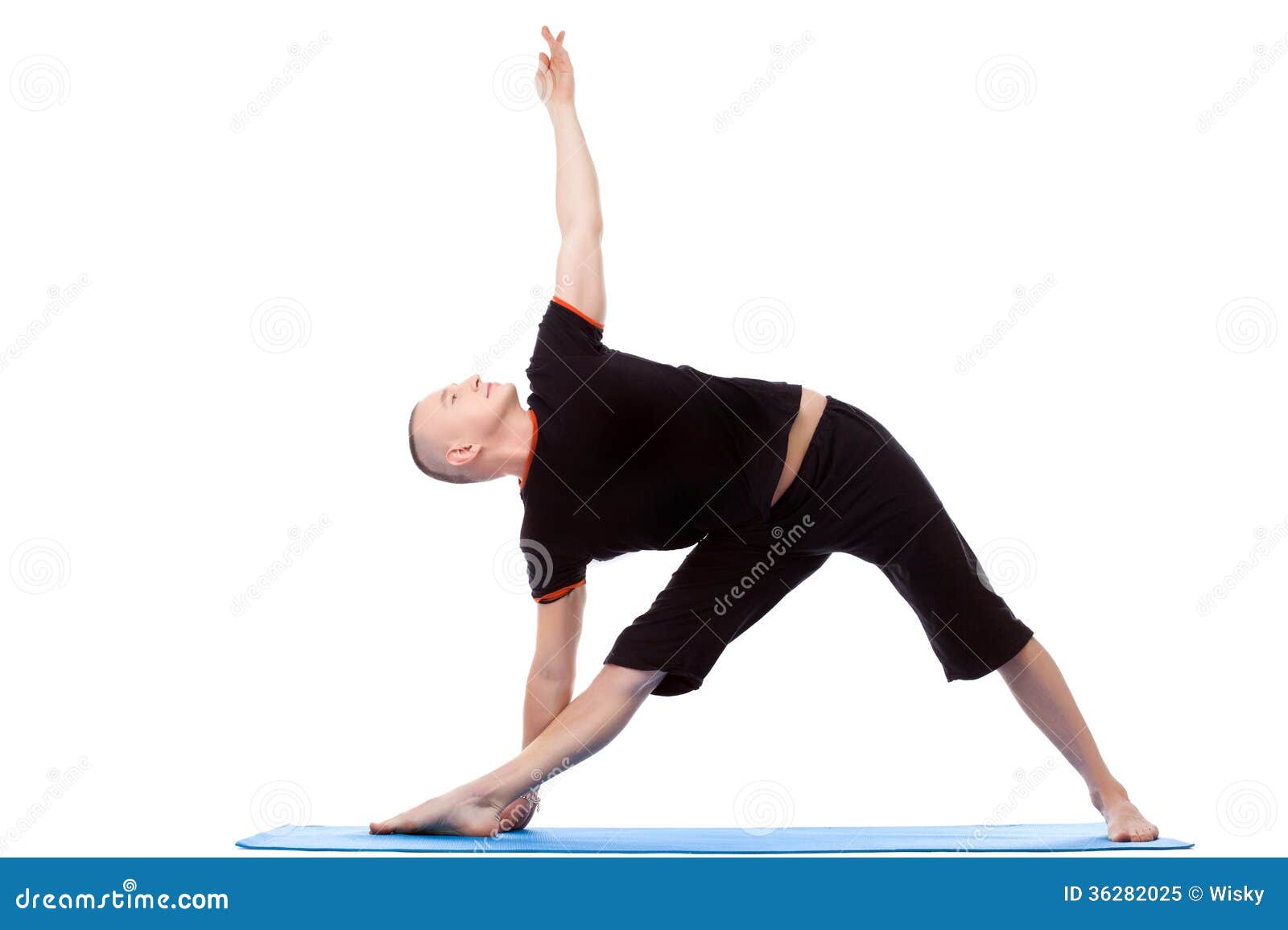 Energetic Middle-aged Man Doing Yoga Poses Stock Image - Image of body ...