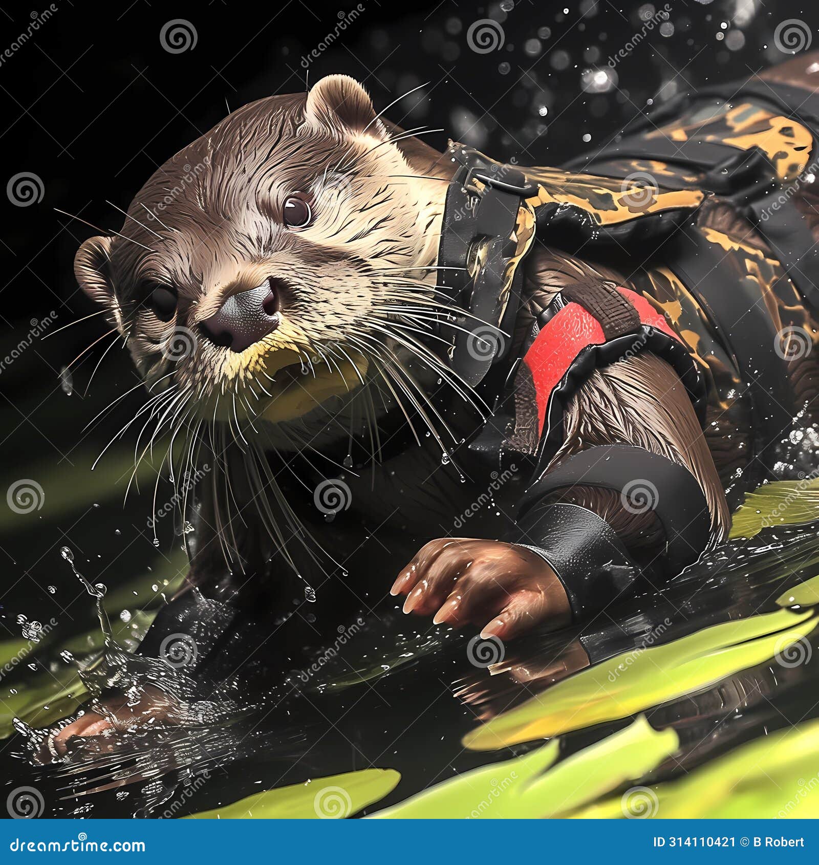 Energetic Otter in Action stock illustration. Illustration of agile ...