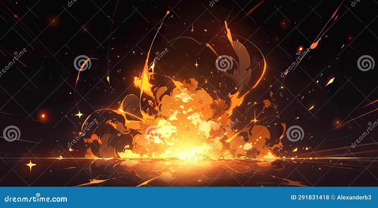 Energetic Particle Burst. 3D Illustration of Explosive Phenomenon ...