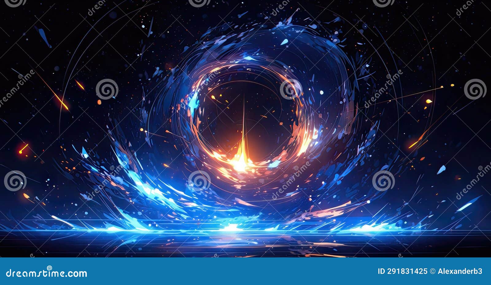 Energetic Particle Burst. 3D Illustration of Explosive Phenomenon ...
