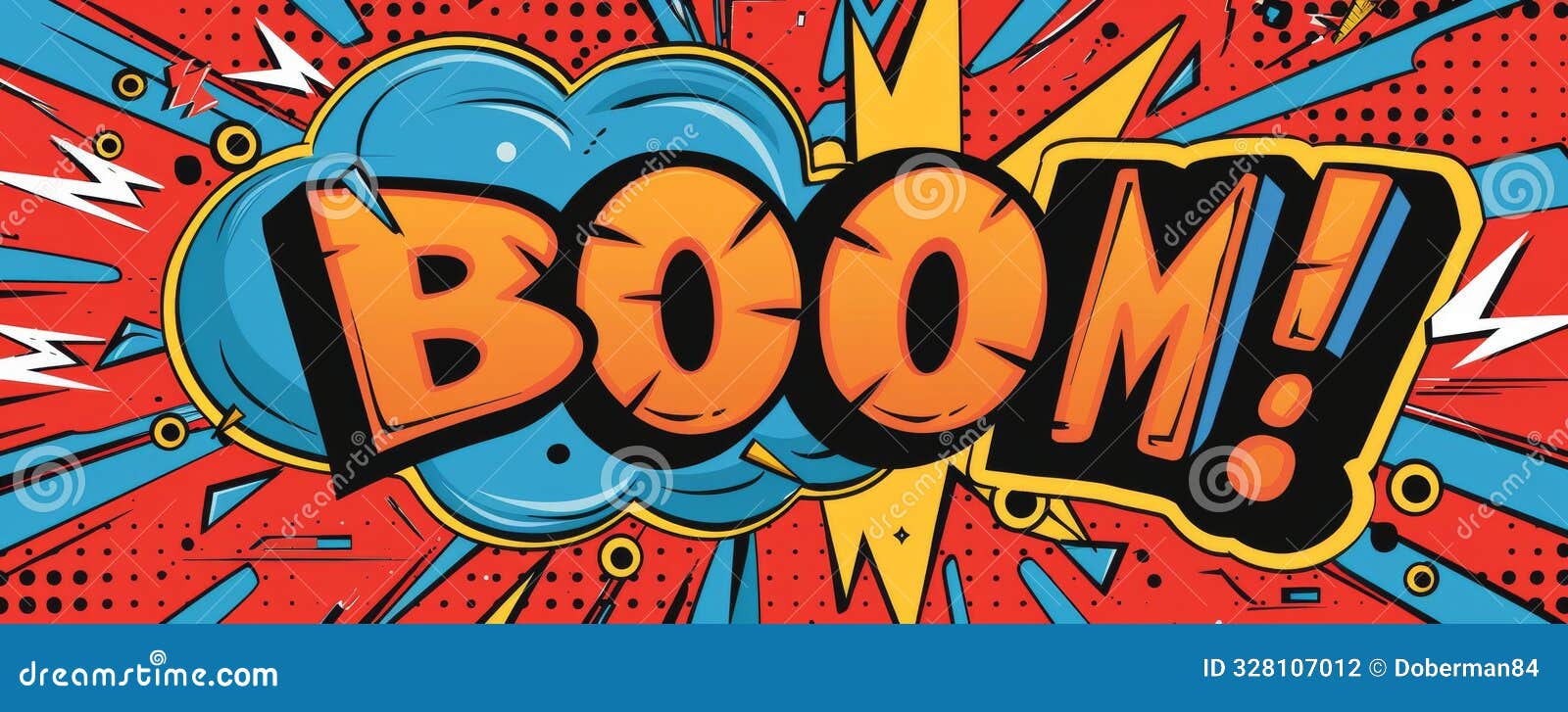 Energetic Pop-art Design with Dynamic BOOM Text and Vibrant Comic Book ...