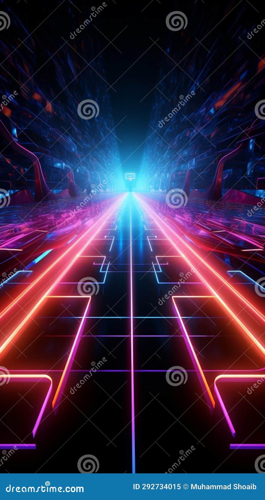 Energetic Side Angle 3D Rendering Reveals a Neon Basketball Fields ...