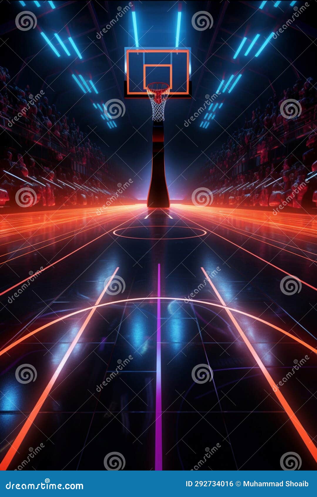 Energetic Side Angle 3D Rendering Reveals a Neon Basketball Fields ...