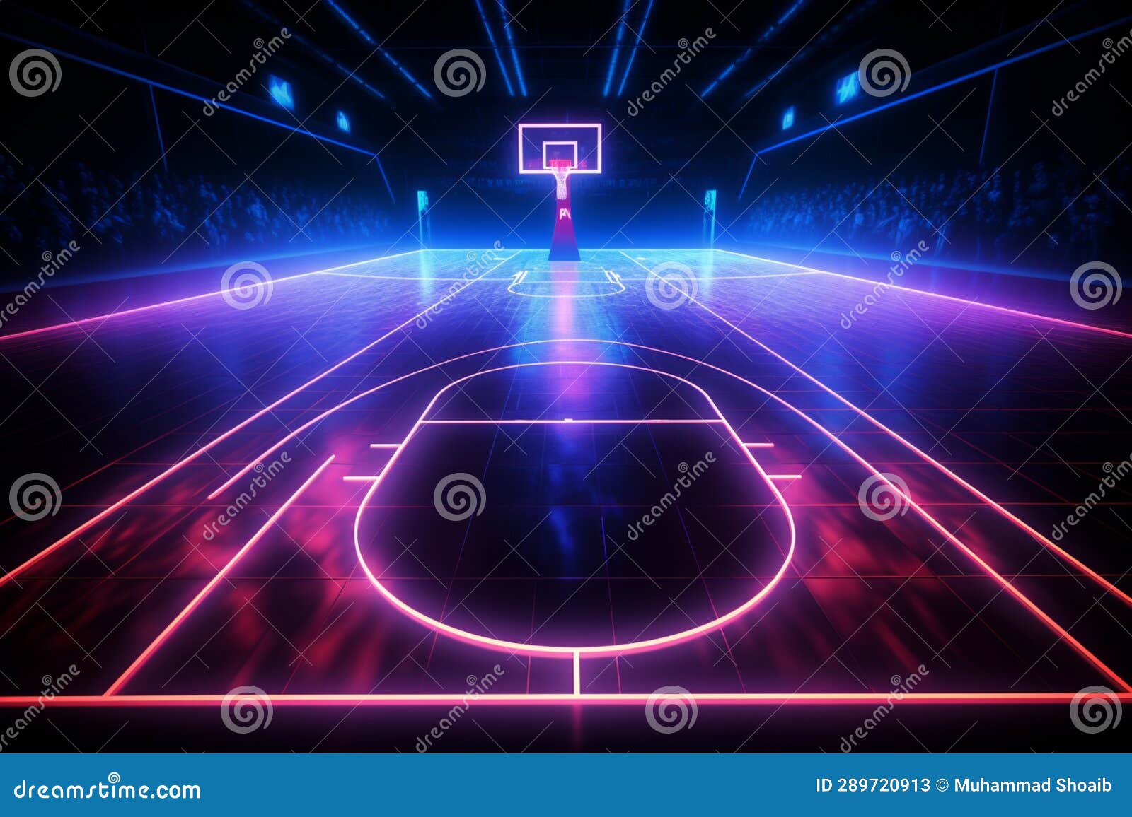 Energetic Side Angle 3D Rendering Reveals a Neon Basketball Fields ...