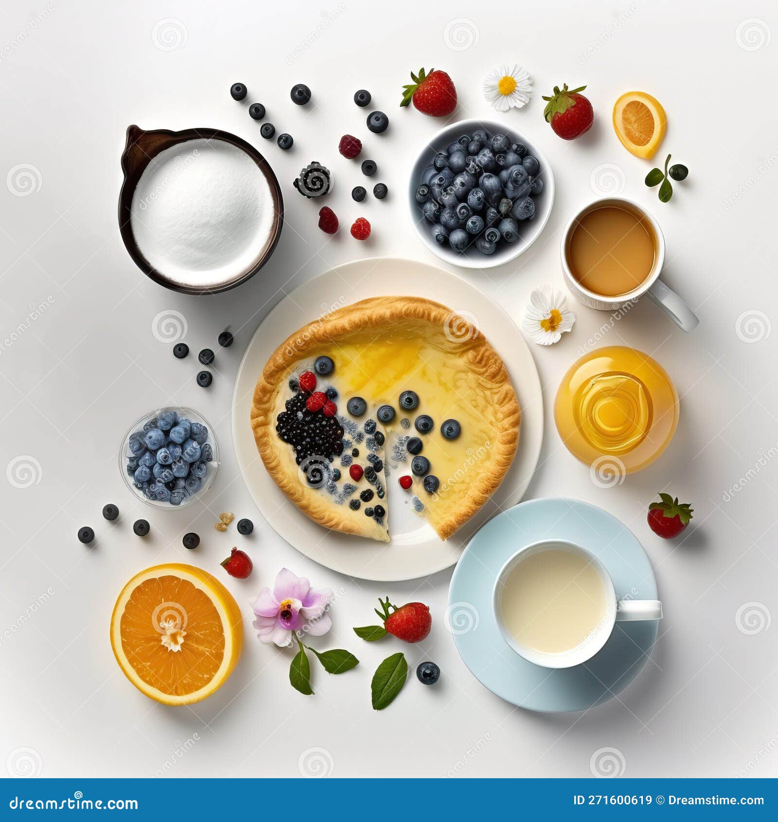 Energetic Varied And Healthy Breakfast On White Background Ai