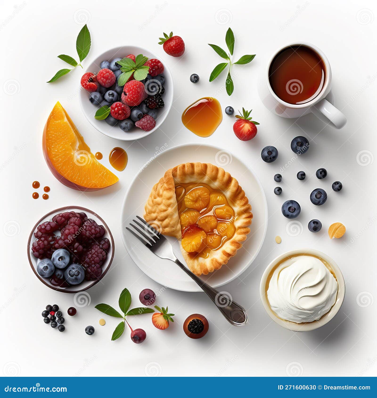 Energetic Varied And Healthy Breakfast On White Background Ai