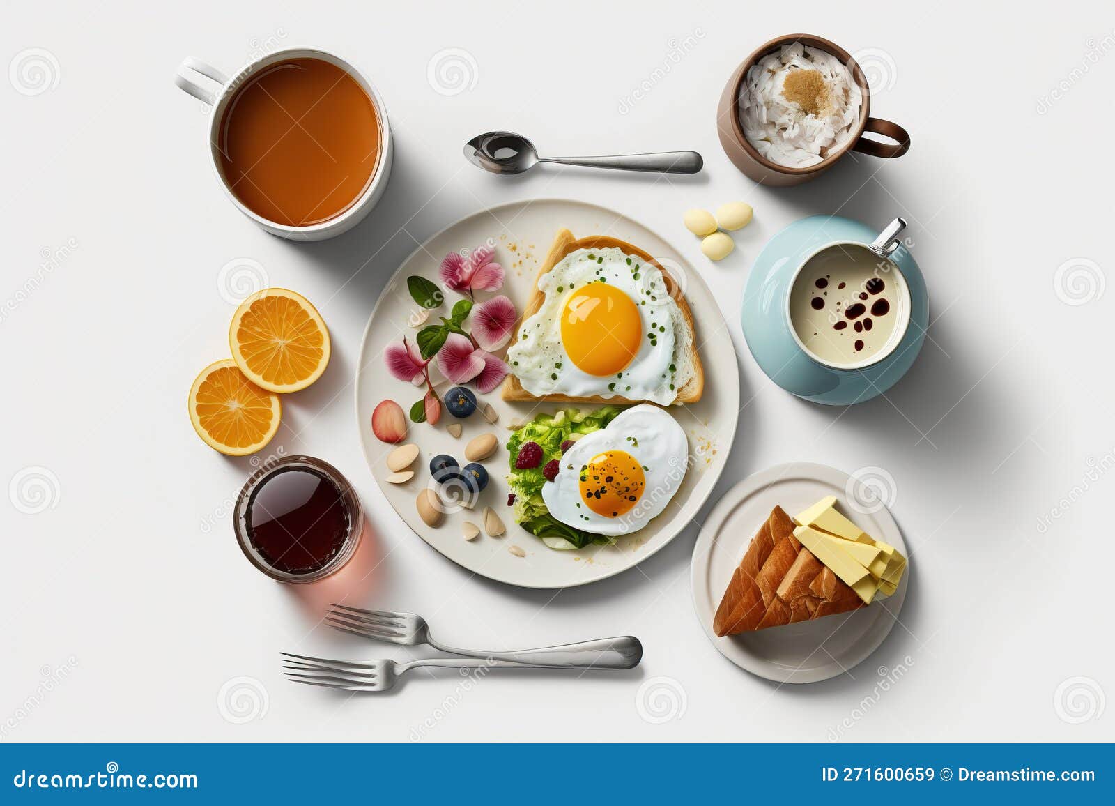 Energetic Varied And Healthy Breakfast On White Background Ai