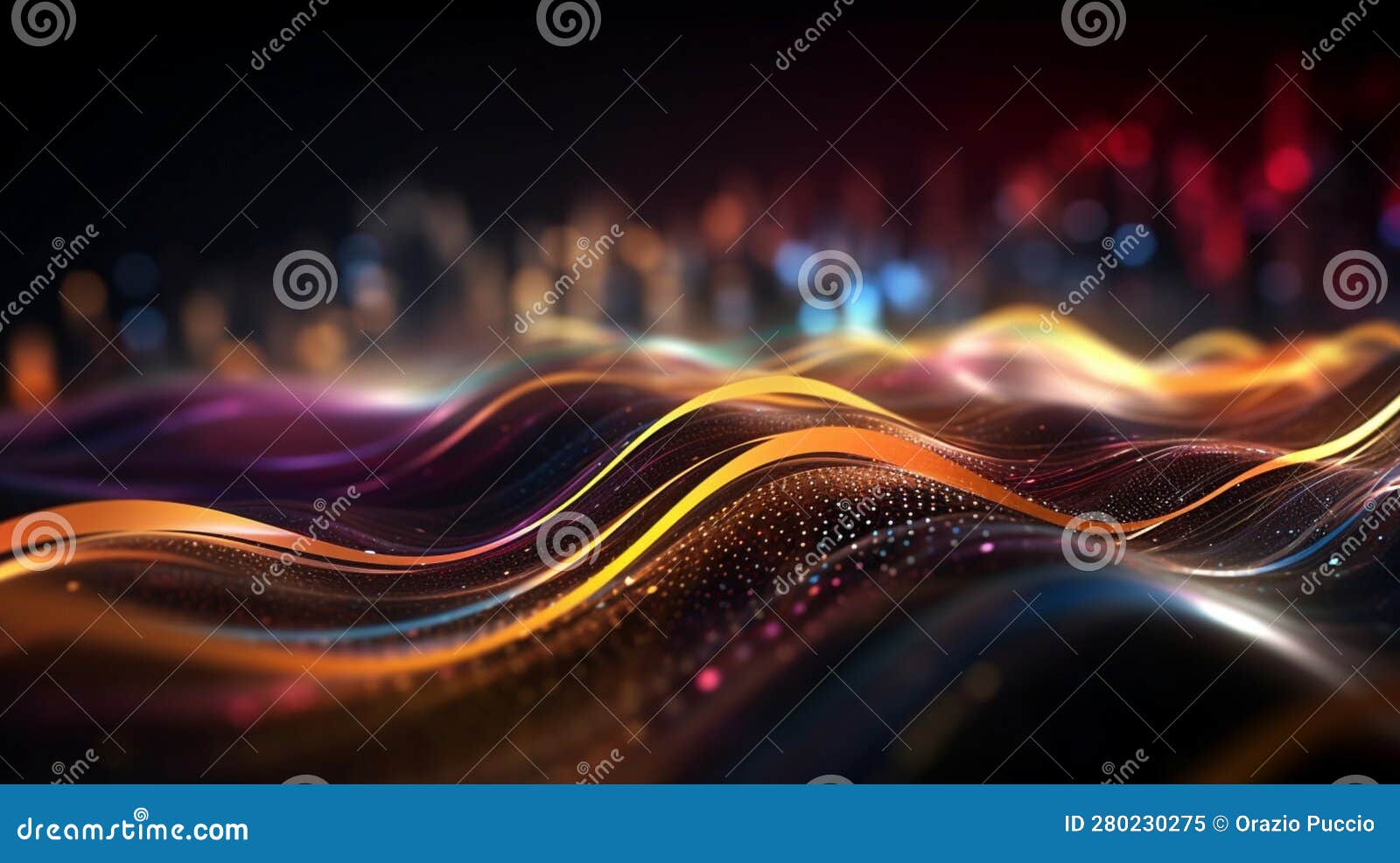 Energetic Vibrations: High-speed Neon Light Wave Lines Create a Dynamic ...