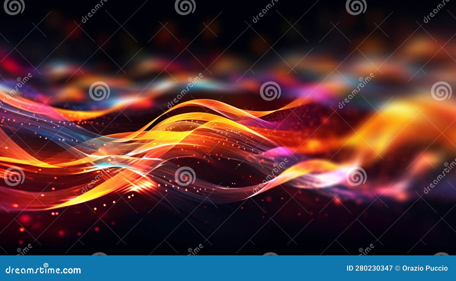 Energetic Vibrations: High-speed Neon Light Wave Lines Create a Dynamic ...