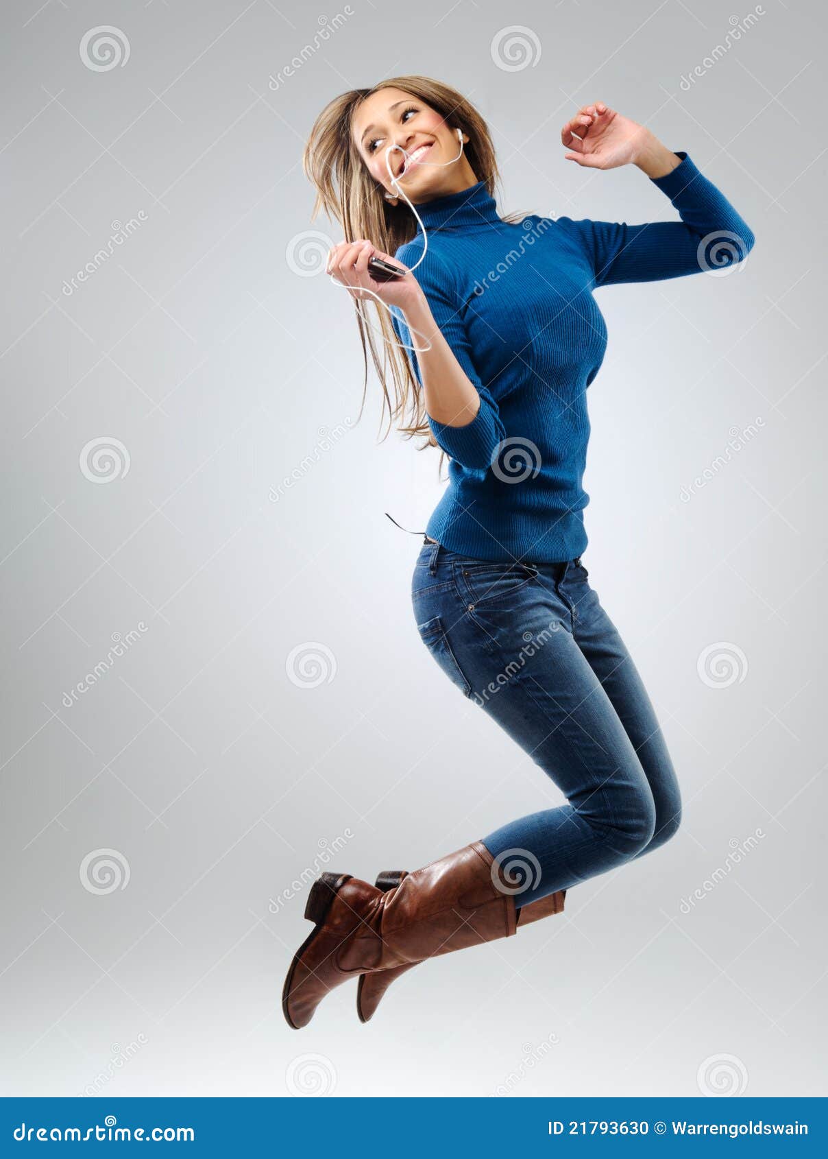 Energetic Woman with Music Player Stock Photo - Image of modern, adult ...